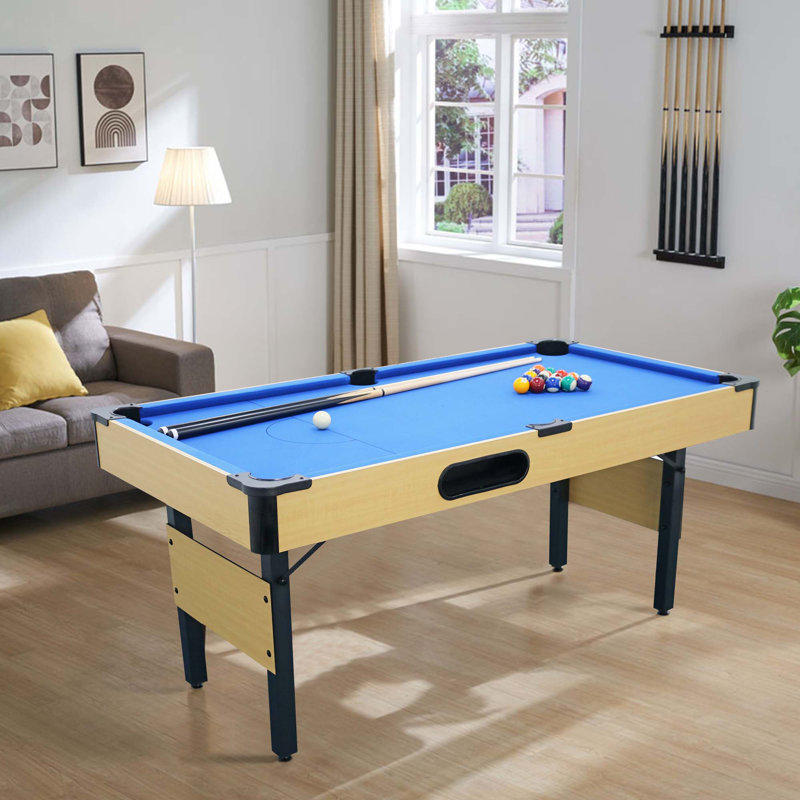 iYofe 6-Ft Pool Table For Families With Easy Folding For Storage, Includes Balls, Cues, Chalk ...